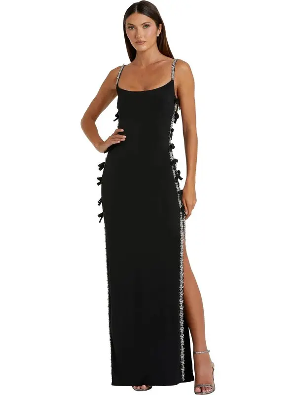 Mac Duggal Jersey Gown With Bow Details - Black