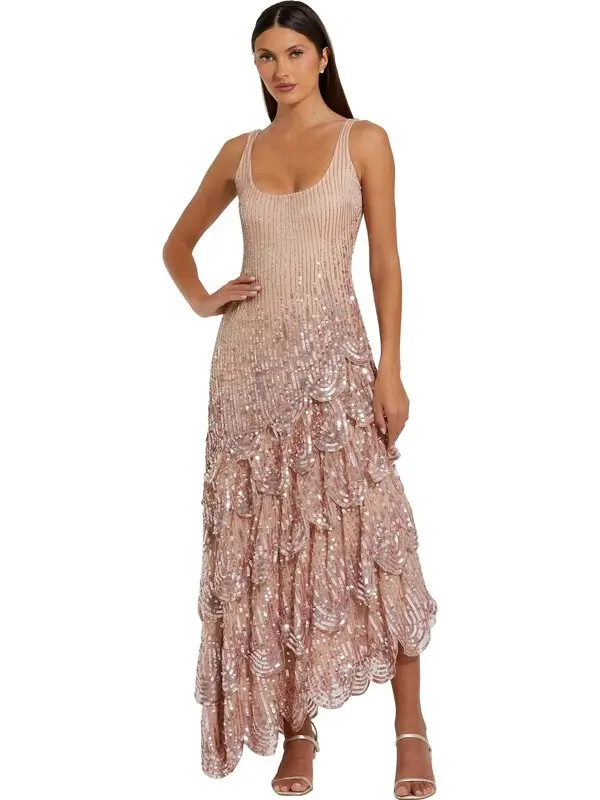 Mac Duggal Embellished Asymmetrical Gown - Antique Rose