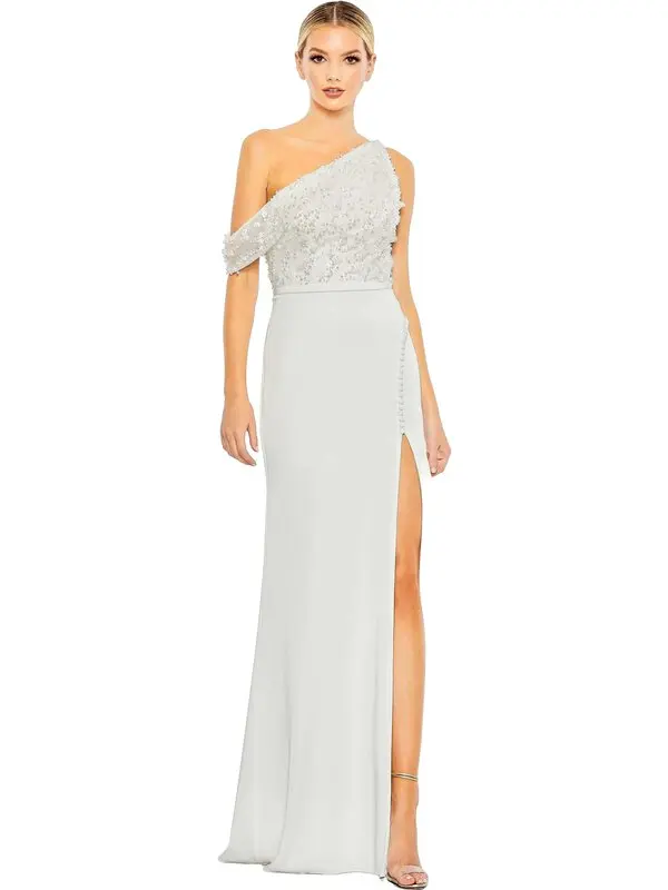 Mac Duggal Embellished Drop Shoulder Column Gown - Ivory