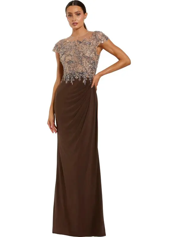 Mac Duggal Embellished Jersey Gown - Chocolate