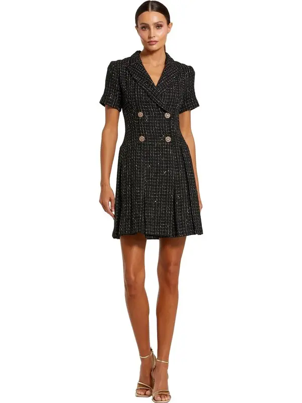 Mac Duggal Tweed Blazer Mini Dress - Black