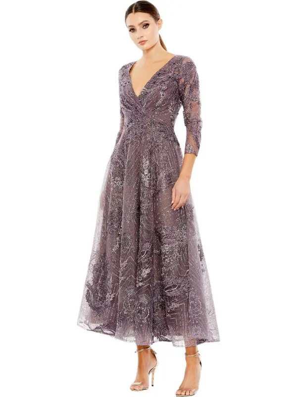 Mac Duggal Embellished Wrap Over Dress - Aubergine