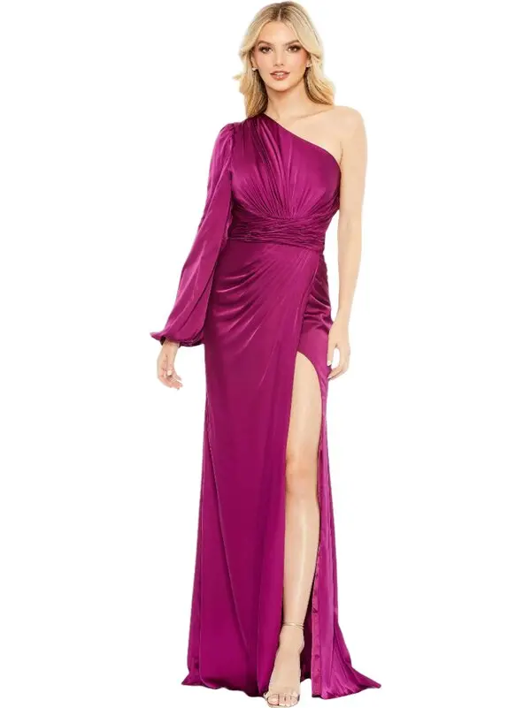 Mac Duggal Asymmetrical One-shoulder Gown - Fuchsia