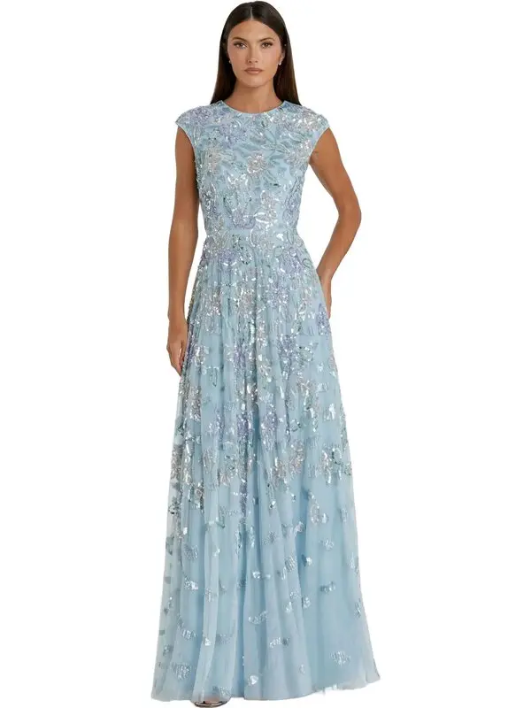 Mac Duggal Sequined A-line Gown - Blue