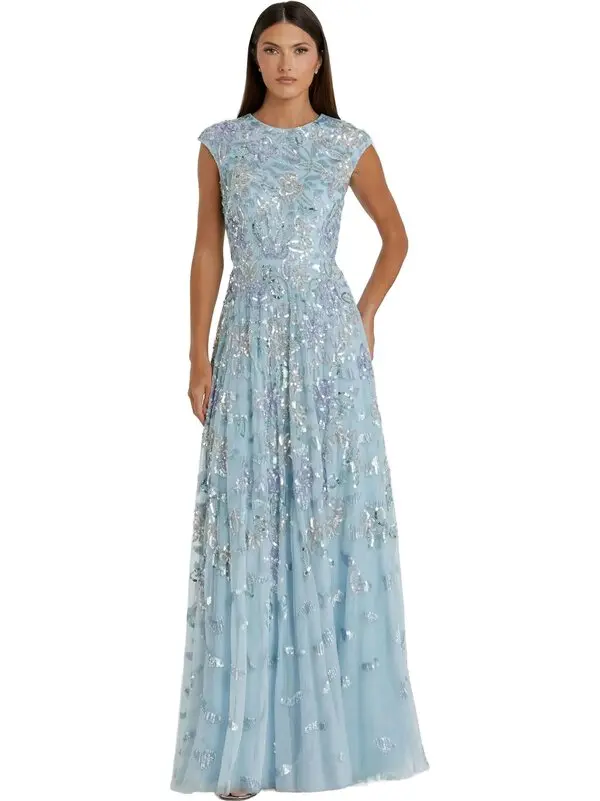 Mac Duggal Sequined A-line Gown - Blue
