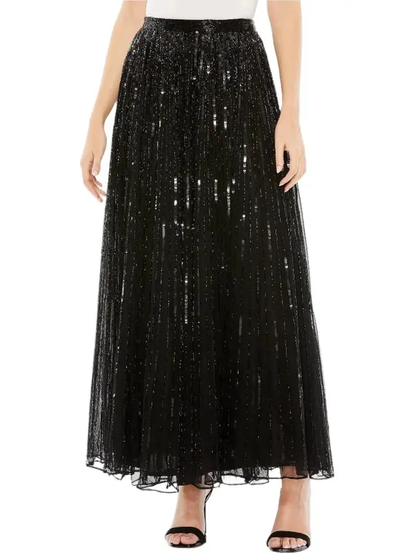 Mac Duggal Sequin Embellished Chiffon Evening Skirt - Black