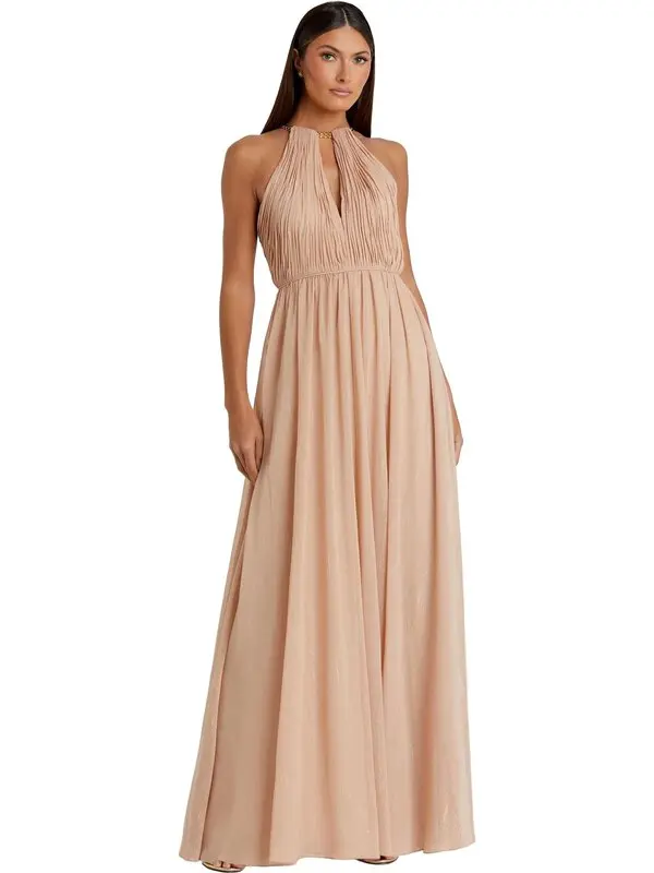 Mac Duggal A-line Halter Neck Gown - Nude