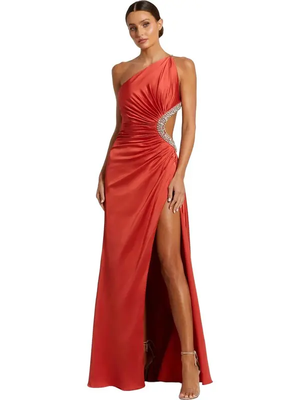 Mac Duggal Jewel-embellished Side Cut-out A-line Gown - Red