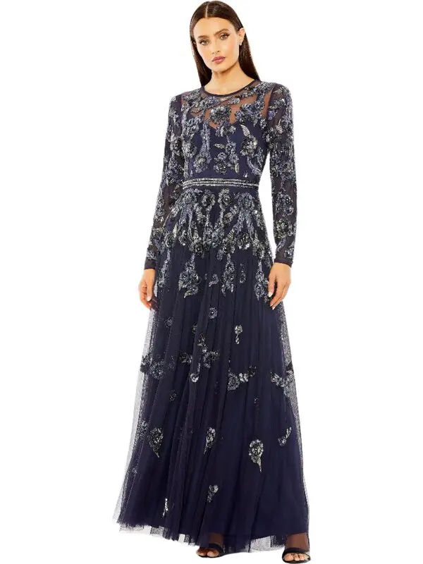 Mac Duggal Embellished A-line Gown - Midnight Multi