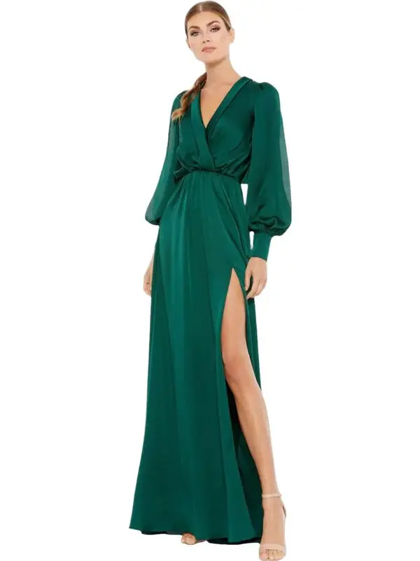 Mac Duggal Faux Wrap Gown - Deep Emerald