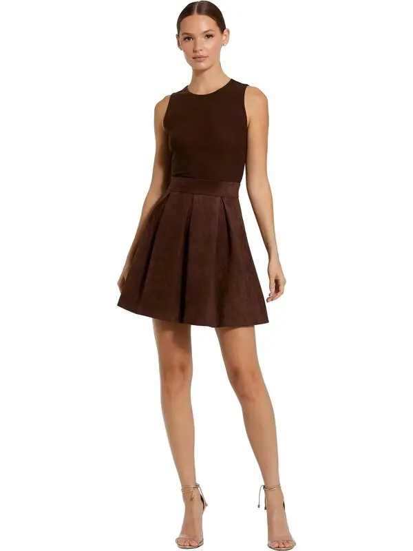 Mac Duggal Sleeveless A-line Mini Dress - Chocolate