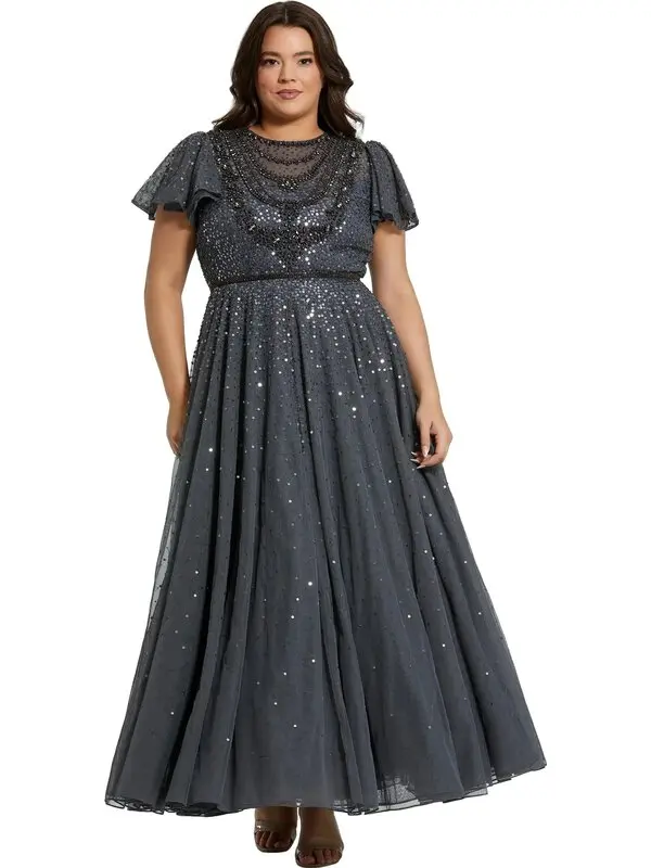 Mac Duggal Embellished A-line Evening Gown - Charcoal
