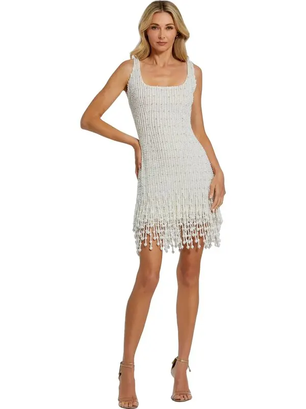 Mac Duggal Pearl Beaded Mini Dress - Ivory