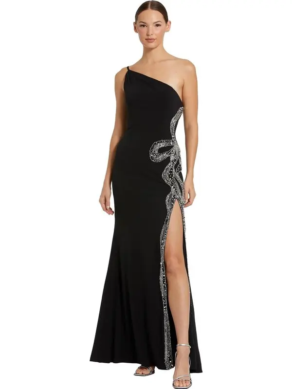 Mac Duggal Jersey Trumpet Gown With Embellished Cut-outs - Black