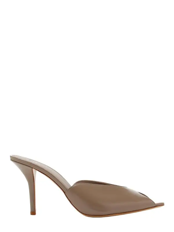 GIA BORGHINI Romi Leather Mules - Taupe