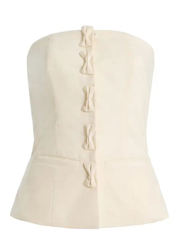 MARLIES GRACE Olivia Strapless Wool-blend Top With Bow Detail - Ivory