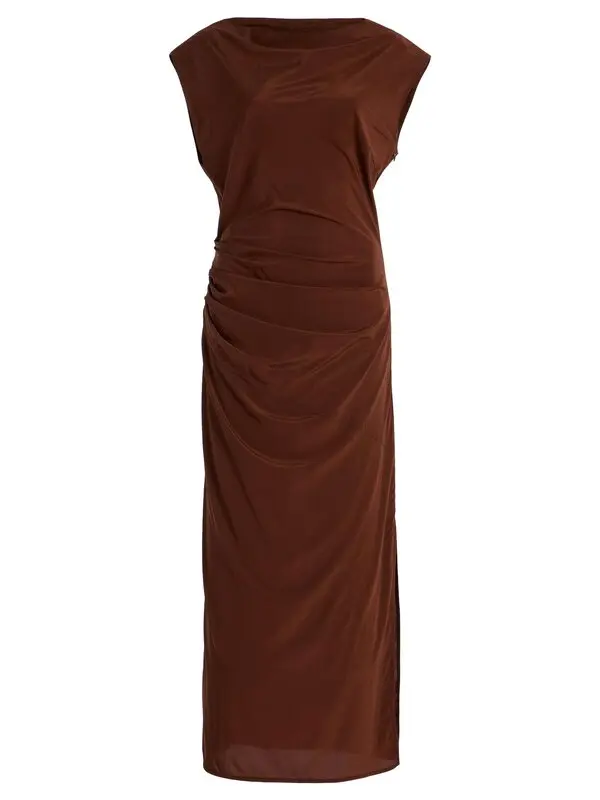Proenza Schouler Tasa Draped Silk-blend Midi Dress - Brown