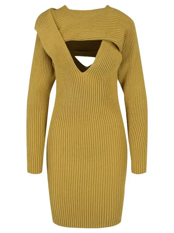 Bottega Veneta Ribbed Knit Dress - Pear