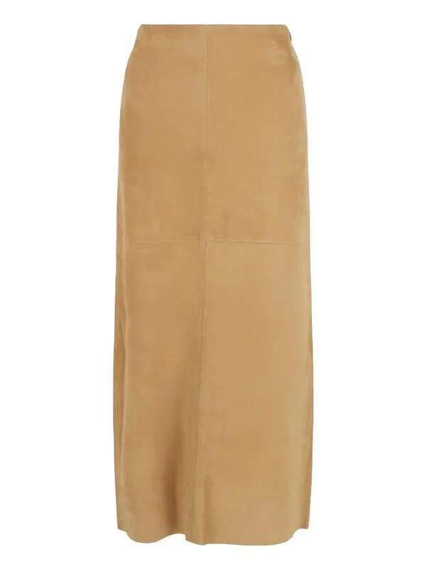 FERRAGAMO Lambskin Leather Pencil Skirt - Beige Khaki