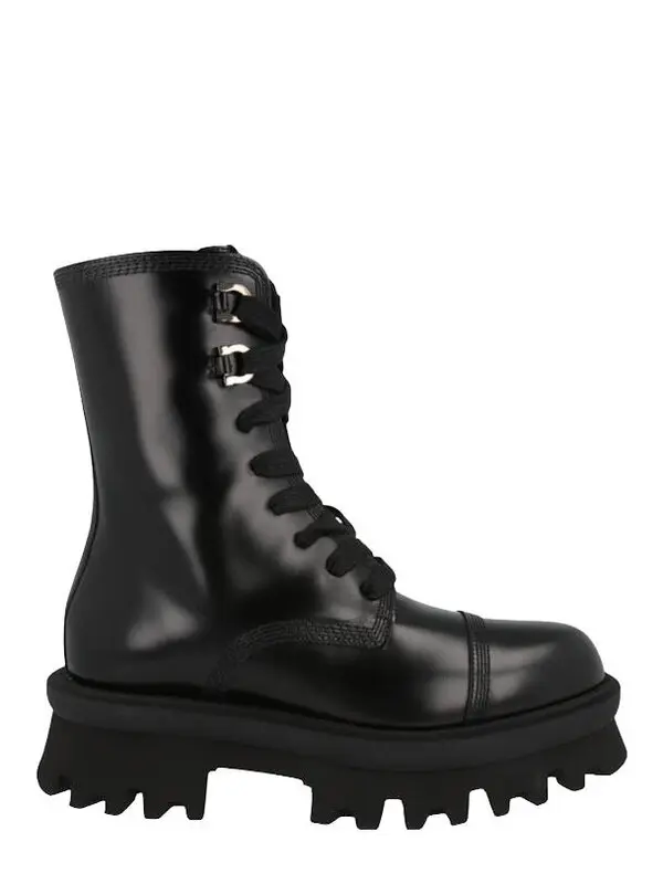 FERRAGAMO Kira Leather Combat Boots - Black