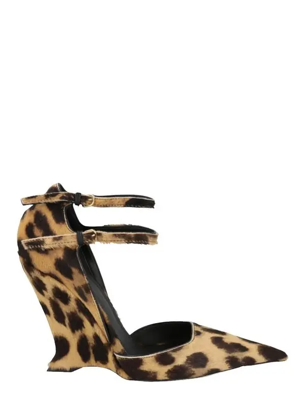 FERRAGAMO Vidya Leopard Print Suede Wedges - Brown