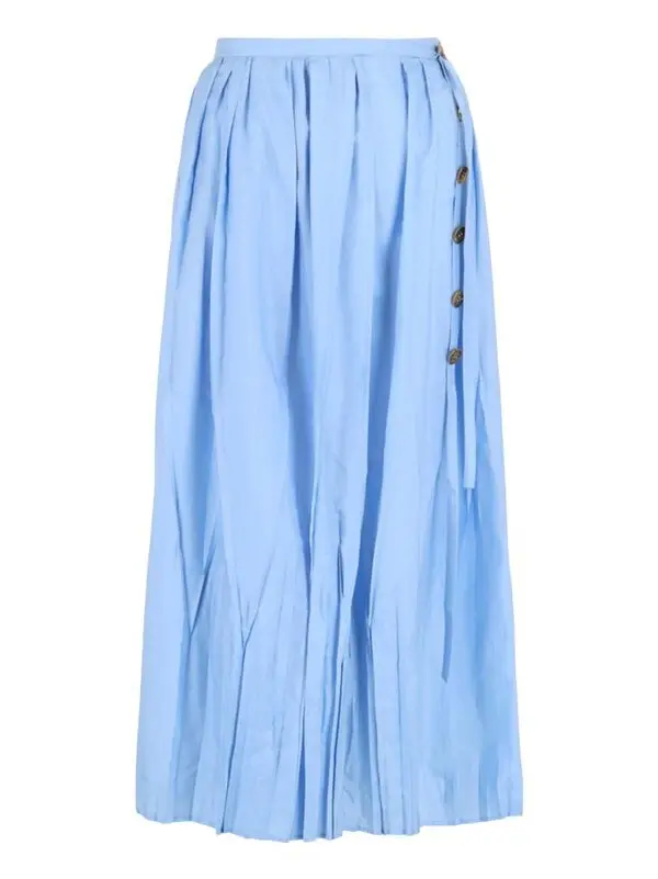 FERRAGAMO Pleated Wrap Midi Skirt - Blue