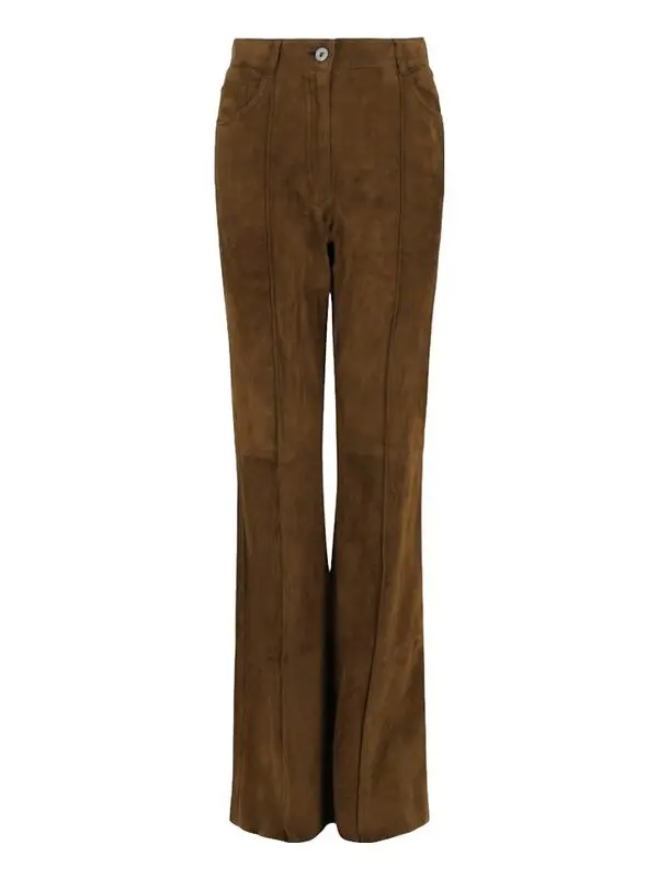 FERRAGAMO Suede Flared Pants - Brown