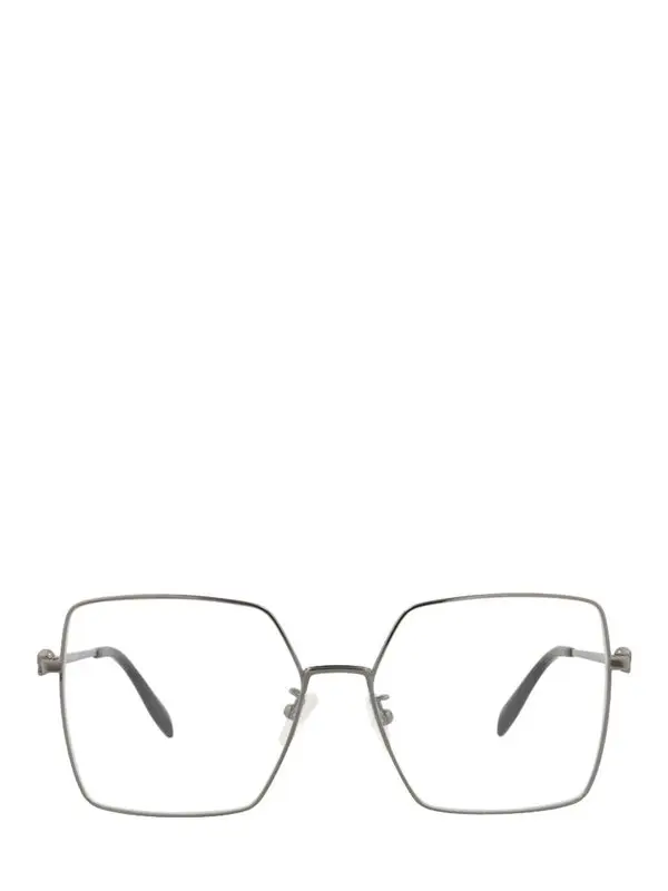 Alexander McQueen Square-frame Metal Optical Frames - Ruthenium Ruthenium Transparent (am0276o/30009376/001)