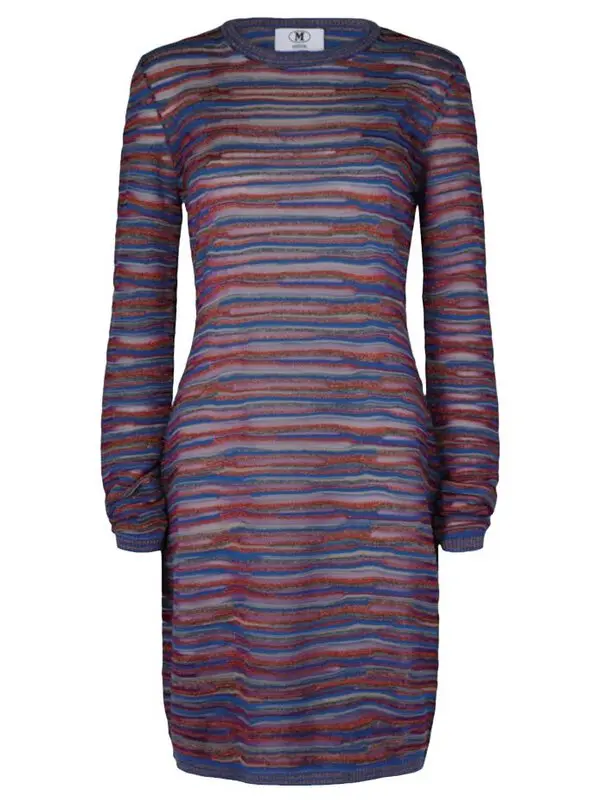 Missoni Wave Bodycon Mini Dress - Multi Purple Red Blue Grey