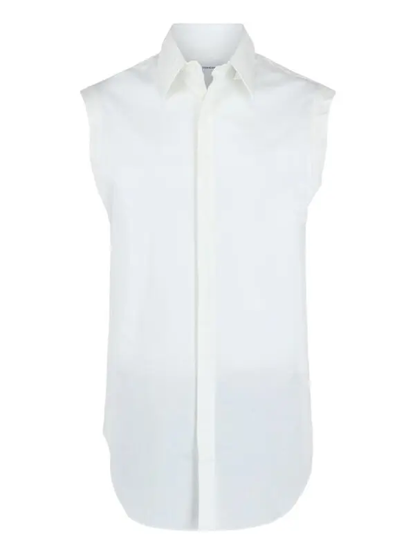FERRAGAMO Raw Cut Sleeveless Tuxedo Shirt - White