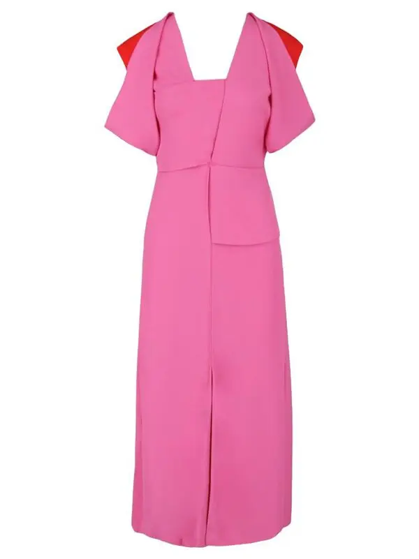 Bottega Veneta Jersey Draped Midi Dress - Bubble Gum