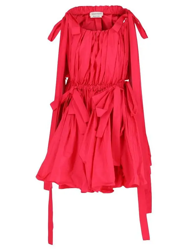 Alexander McQueen Bow Mini Dress - Neon Pink