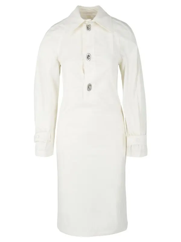 Bottega Veneta Collared Shirt Dress - Chalk