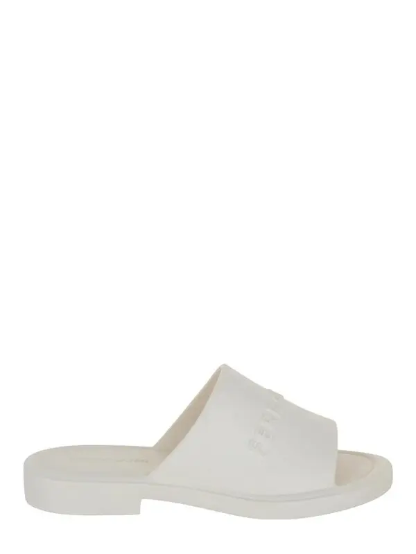 FERRAGAMO Giuneva Logo Embossed Slides - White