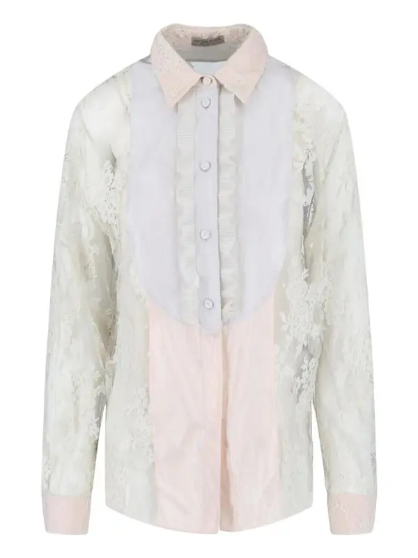 Bottega Veneta Lace Patterned Blouse - White