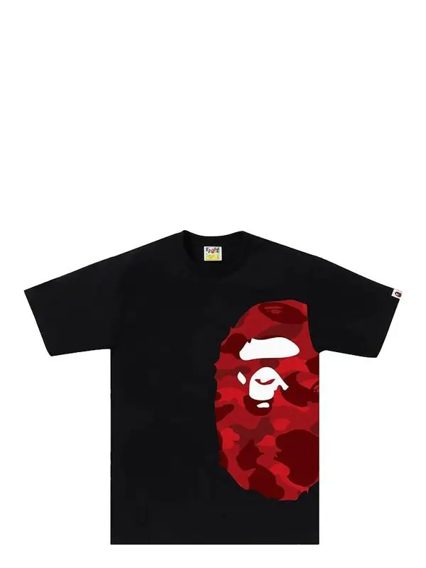 A BATHING APE Camo Side Big Ape Head Tee Shirt - Black/red