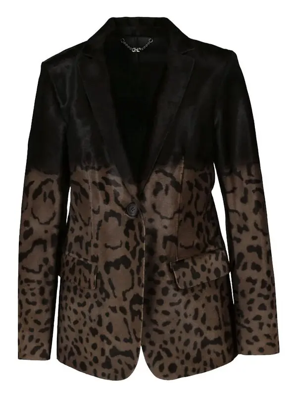 FERRAGAMO Calf Hair Leopard Blazer - Brown Black