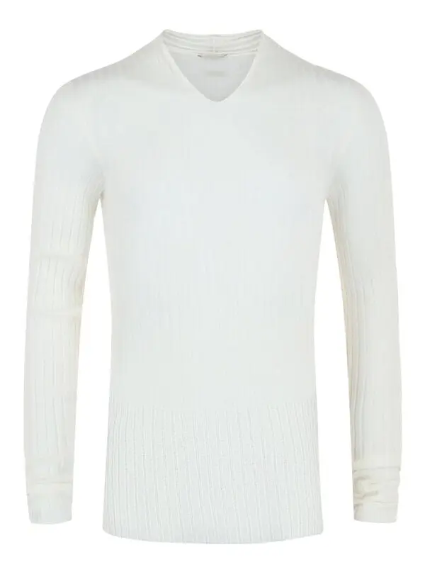 FERRAGAMO V-neck Knit Sweater - White