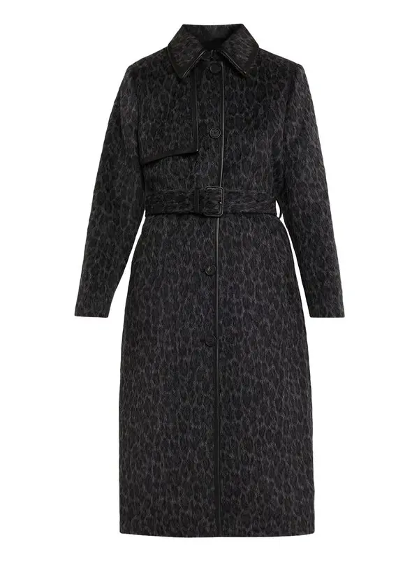 Mackage Zeva-a Leopard-printed Wool Trench Coat - Black Multi