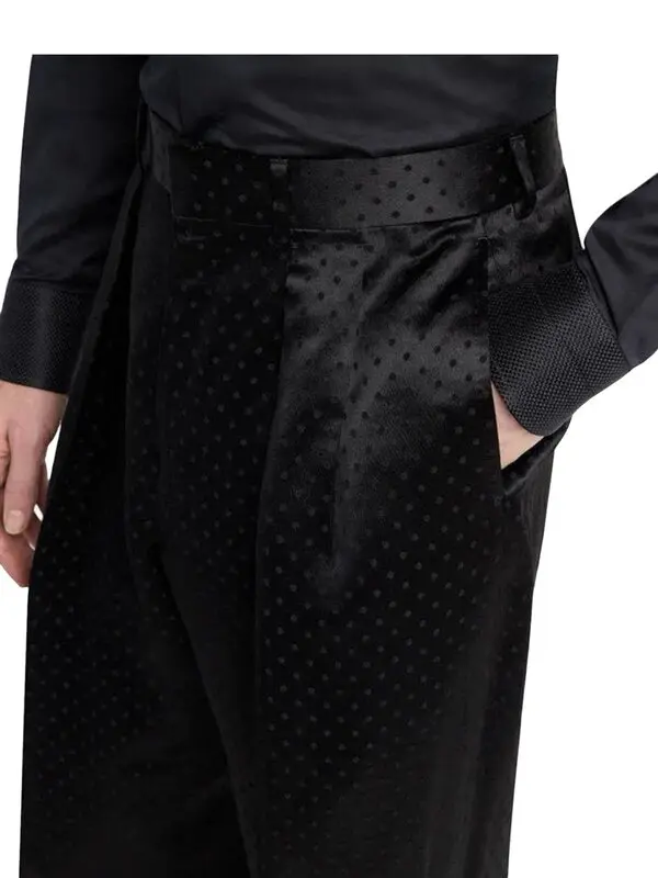 TOM FORD Satin Jacquard Double-pleated Trousers - Black