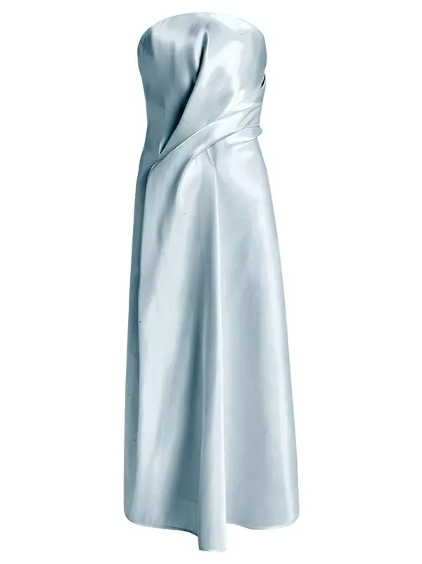 KATE BARTON Strapless Liquid Drape Gown - Light Blue