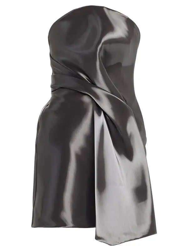 KATE BARTON Strapless Draped Mini Dress - Charcoal