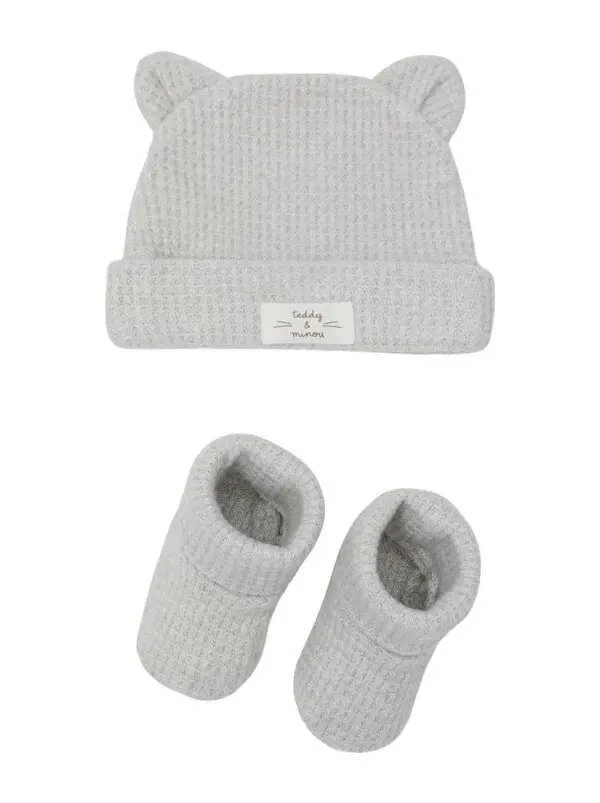 TEDDY & MINOU Beanie And Booties Set - Grey