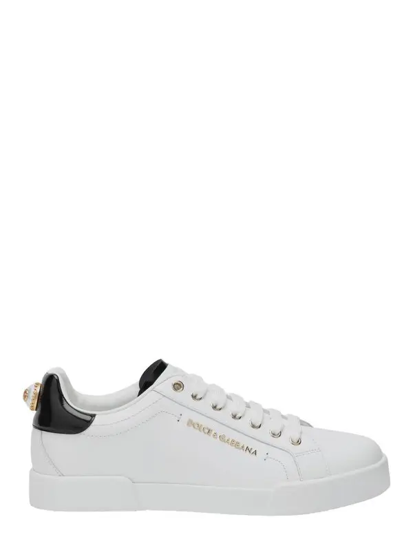 Dolce & Gabbana Portofino Leather Sneakers - White