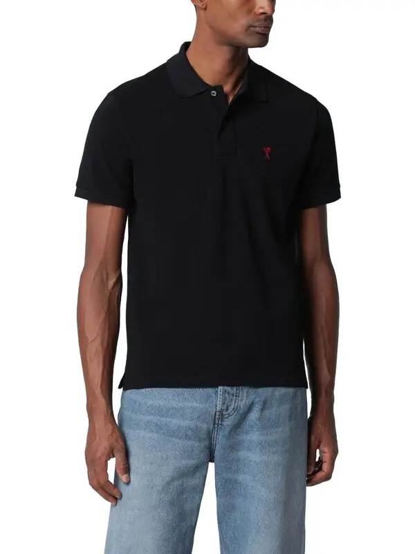 AMI Paris De Coeur Polo Shirt - Black