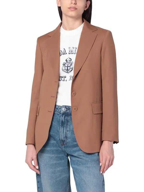 Max Mara Virgin Wool Single-breasted Jacket - Brown