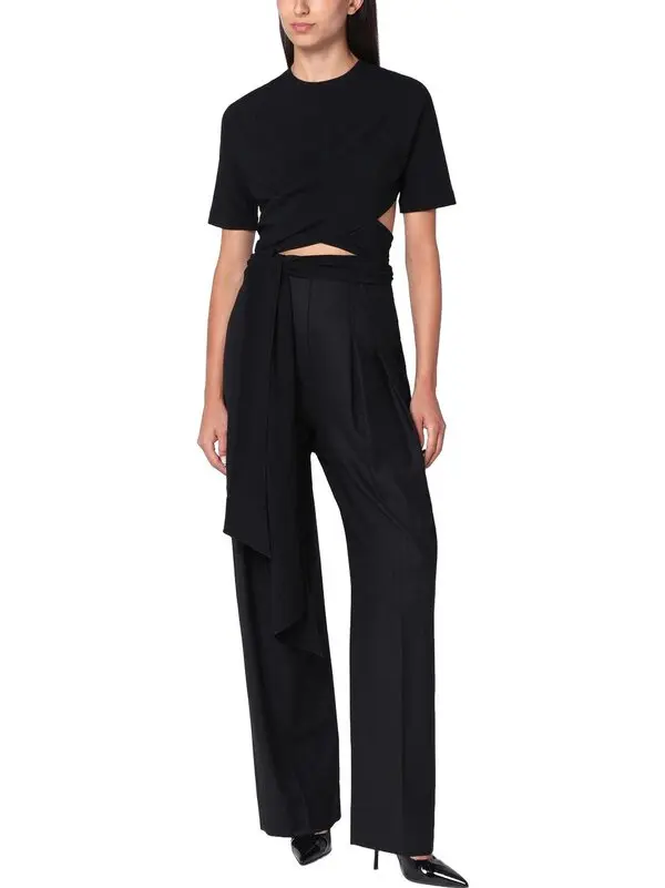 Alaïa Crossed Top In Viscose Jersey - Black