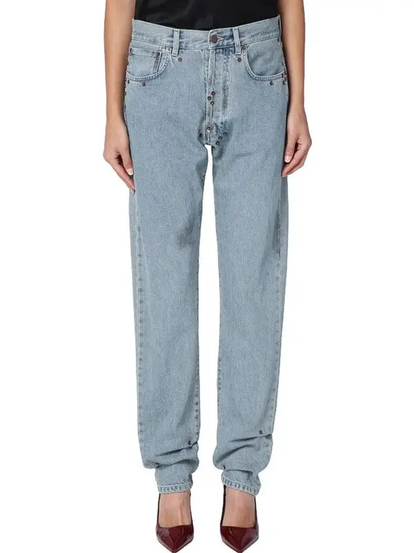 Moschino Denim Jeans With Rivets - Light Blue