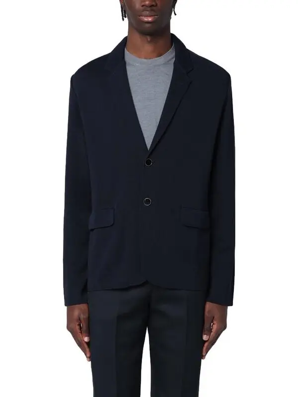 LARDINI Single-breasted Knitted Jacket - Blue