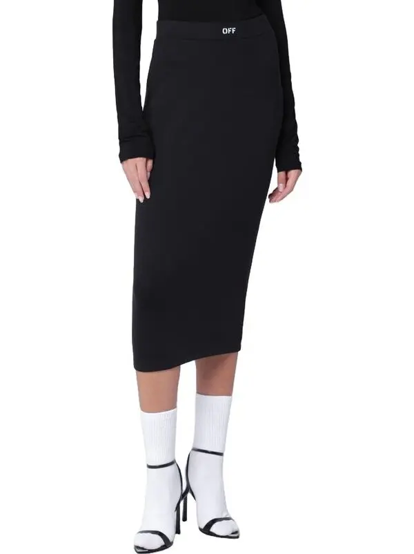 Off-White Pencil Skirt With Logo - Black
